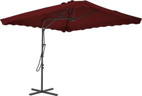 Zahradní slunečník s ocelovou tyčí bordó 250 x 250 x 230 cm 312514