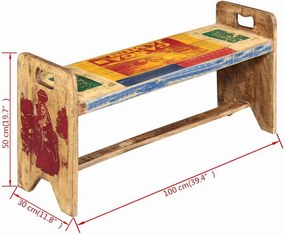 Cola lavice masivní recyklované dřevo 100 x 30 x 50 cm 243457