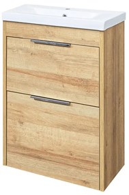 Mereo Mereo, Vigo, koupelnová skříňka s keramickým umyvadlem, 51 cm, bílá, dub, CN320