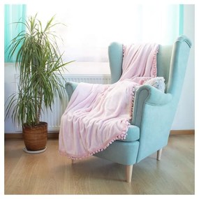 Deka 160x200 cm s bambulemi SPRINGOS BOHO růžová