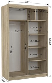 Šatní skříň s posuvnými dveřmi Limbo - 120 cm Barva: Choco