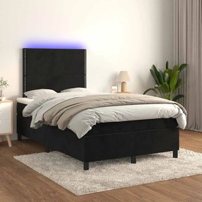 Box spring postel s matrací a LED černá 120 x 190 cm samet 3270307