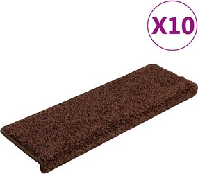 Schodové rohože 10 ks 65 x 21 x 4 cm hnědé s obdélníkovým okrajem 149821