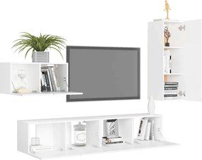 4dílný set TV skříněk bílý kompozitní dřevo 3078678