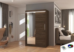 ADRK Furniture Posuvná skříň se zrcadlem a LED osvětlením BARIO 120 ADRK-SW-BAR-CH-120+L