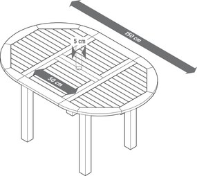 Tchibo - Kulatý/oválný rozkládací zahradní stůl - barva: hnědá