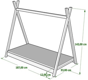 Prckůvsvět postel teepee 180x80 bílá