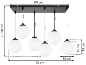 Závěsné svítidlo FLORENCE, 6x bílé skleněné stínítko