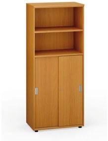 Kancelářská skříň PRIMO Classic, zasouvací dveře na 3 patra, 1781x800x420 mm, třešeň