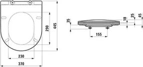 Laufen Slim matná černá / WC sedátko / SoftClose / duroplast / 445x370