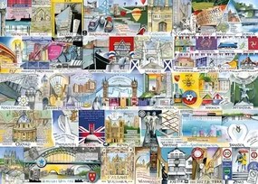 GIBSONS Puzzle Města Velké Británie XL / 500 dílků / 68 x 49 cm