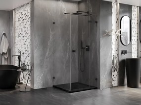 Mexen Lunar T výklopný sprchový kout pravý 120 x 120 cm, čiré sklo, černá matná, 834T-120-120-70-00-P