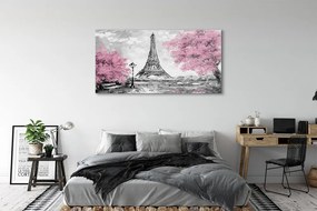akrylový obraz Paris jarní strom 140x70 cm