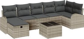 Set pohovek s polštářem s úložištěm Světle šedá polyratan 3359111