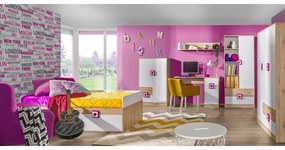 Dětský pokoj LENOX s třídveřovou šatní skříní; 4 varianty Barva: růžová