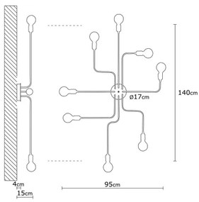 Přisazený lustr TRUVA 8xE27/40W/230V