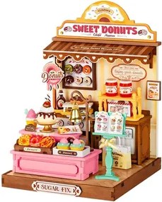 RoboTime Miniatura domečku Obchod s donuty / 3D dřevěná skládačka / 14