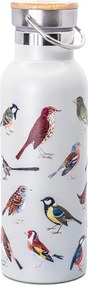 Bílá cestovní nerezová lahev 425 ml Vintage Birds – Sass &amp; Belle