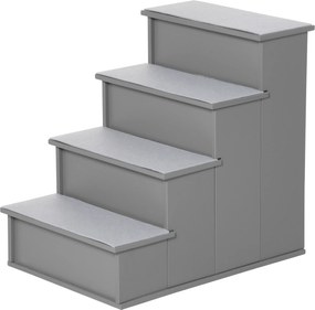 PawHut Pet Stairs - 4-stupňové schody pro psy a kočky s protiskluzovou podložkou, pomocná žebřík pro auto, postel a pohovku, šedé 40 x 59 x 54,2 cm |