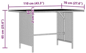 vidaXL Marketos Zahradní jídelní stůl černý 110 x 70 x 65 cm polyratan