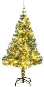 Umělý vánoční stromek se 150 LED a sadou koulí zasněžený 150 cm - Default Title