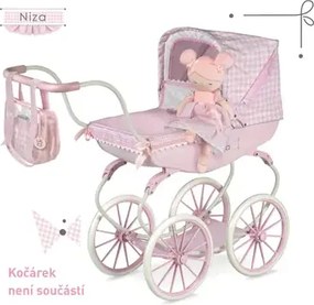 DeCuevas Plyšová panenka NIZA - 36 cm s kolébkou / od 12 měsíců
