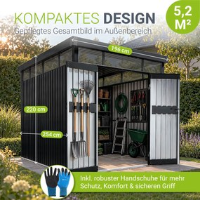 Juskys Kovový zahradní domek Luzern Barva: antracitová, Velikost: 5,2 m²