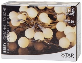 STAR TRADING Světelný venkovní LED řetěz Berry - 50 žárovek, bílá barva, plast