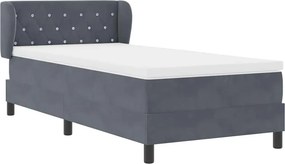 Postel s boxspringem s matrací Tmavě šedá 100 x 200 cm samet 3340323