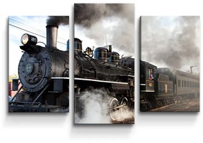 Sablio Obraz - 3-dílný Parní lokomotiva - 75x50 cm