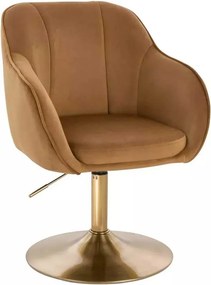 LuxuryForm DESIGN Otočná židle AVOLA VELUR na zlatém talíři - medová