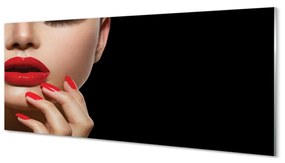 akrylový obraz Žena červené rty a nehty 120x60 cm