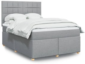 Box spring postel s matrací světle šedá 160 x 200 cm textil