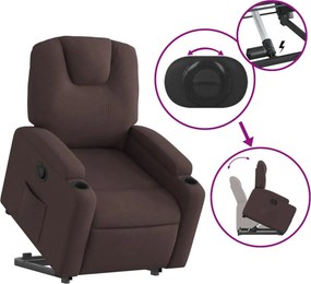 Zvedací polohovací křeslo tmavě hnědé textil 3204373