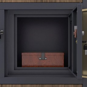 Kovová kancelářská skříň se sejfem antracitová, ořech, 900x1850x400 mm: FILIP II Eco Design