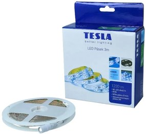 Led pásek tesla led pásek, 60led/ m, délka 3 m + 1,5 m, 8 mm, 6500 k, smd2835, ip20