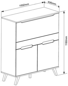 Sekretář s výklopným stolkem Scandi, bílá/dub nox