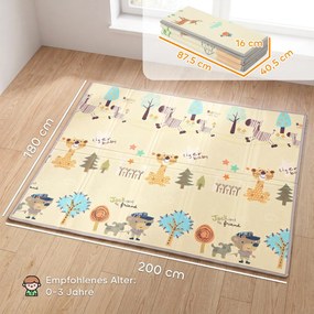 AIYAPLAY Skládací dětská kobereček na lezení, oboustranná hrací podložka s motivy lesních zvířat a přírody 200 x 180 cm pro děti 0-3 roky
