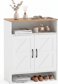 Costway Botník ve venkovském stylu s dvířky a 2 výškově – 70 × 35 × 95 cm