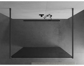 Mexen Kioto, sprchová zástěna Walk-In 130 x 200 cm, 8mm šedé sklo, grafitový profil, 800-130-002-95-40
