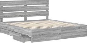 Rám postele s čelo Šedá Sonoma 200 x 200 cm Inženýrské dřevo 3411812