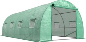 Fóliový skleník Outsunny o rozměrech cca 6 x 3 x 2 m s 8 okny, rolovacími dveřmi, rolovacími bočními stěnami, fóliovým tunelem odolným proti UV zářen…
