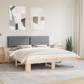 Rám postele s čalouněným čelem s čelo Světle šedá 200 x 200 cm 3398064