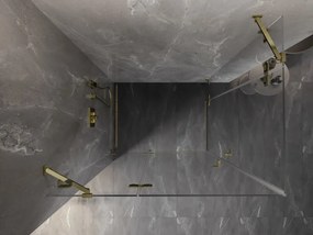 Mexen Lunar Duo, výklopný sprchový kout 90 x 70 cm, 8mm čiré sklo, zlatý profil, 834-090L-070P-50-00