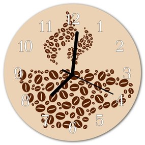Nástenné skleněné hodiny Kávové zrna fi 30 cm