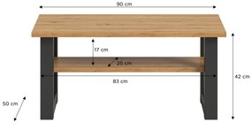 Obdélný konferenční stolek Seattle, dub artisan/antracit