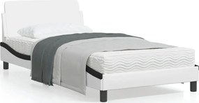vidaXL Rám postele s čelem 100x200 cm umělá kůže [373143] Barva: Bílá a černá