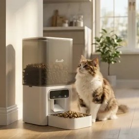 PawHut automatický zásobník krmiva pro kočky, 4,5 l WiFi s časovačem, programovatelný pro 1-10 jídel, automatická krmná stanice s hlasovým záznamníke…