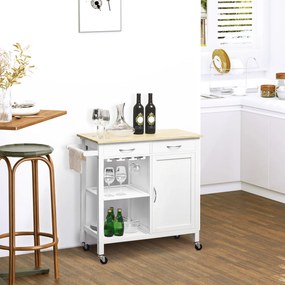 HOMCOM Kuchyňský Vozík Multipurpose Služební Vozík S Regály A Kolečky Do Koupelny A Ložnice Se Šuplíkem A Skříňkou 89x40x84cm