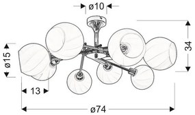 Chromové stropní svítidlo Raul pro žárovku 8x E14  - Candellux